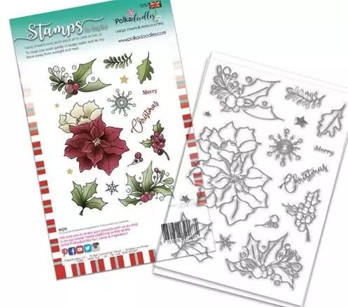 Polka doodles-Tampon - Merry Christmas Poinsettia-Tampon